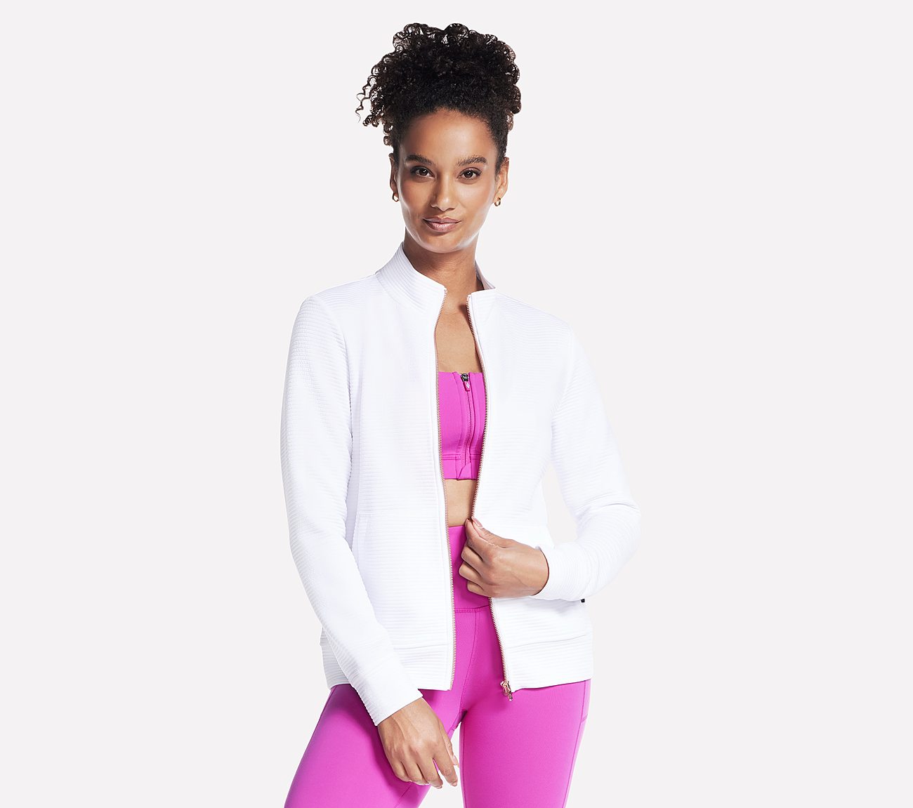 Skechers Gowalk Hoodless Hoodie | White Knit Jacket For Women | India