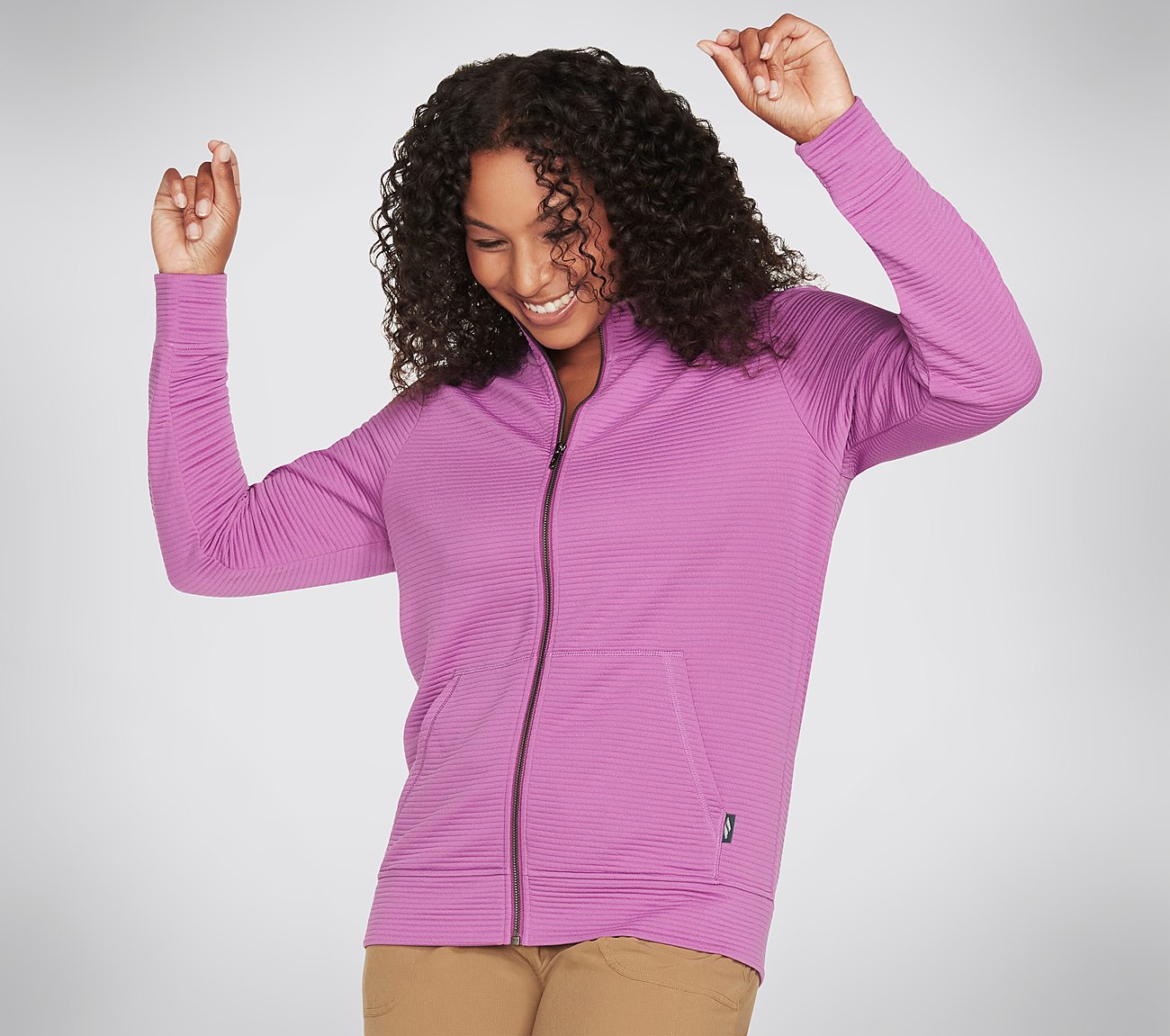 Skechers Gowalk Hoodless Hoodie | Purple/Hot Pink Knit Jacket For Women ...