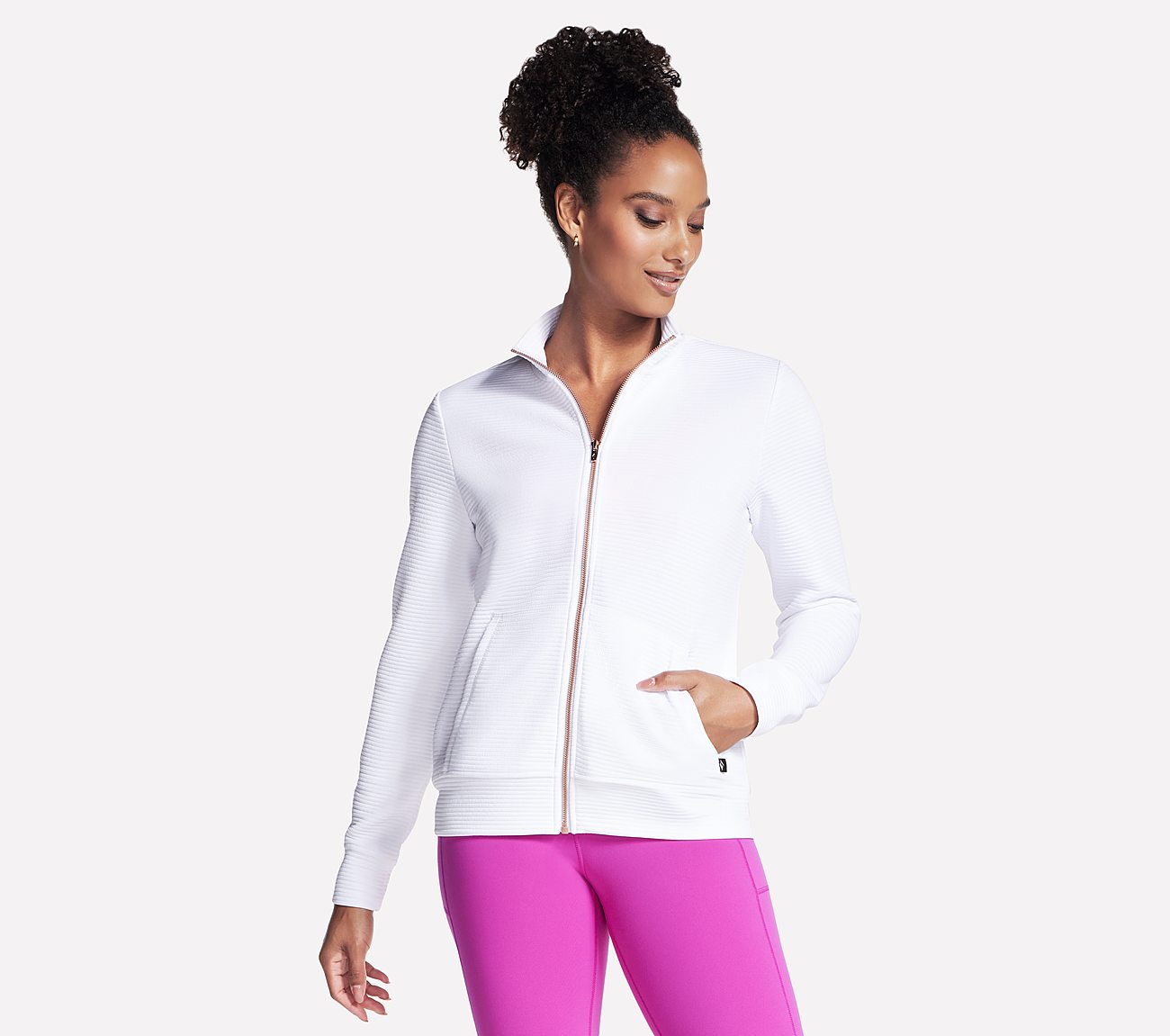 Skechers Gowalk Hoodless Hoodie | White Knit Jacket For Women | India