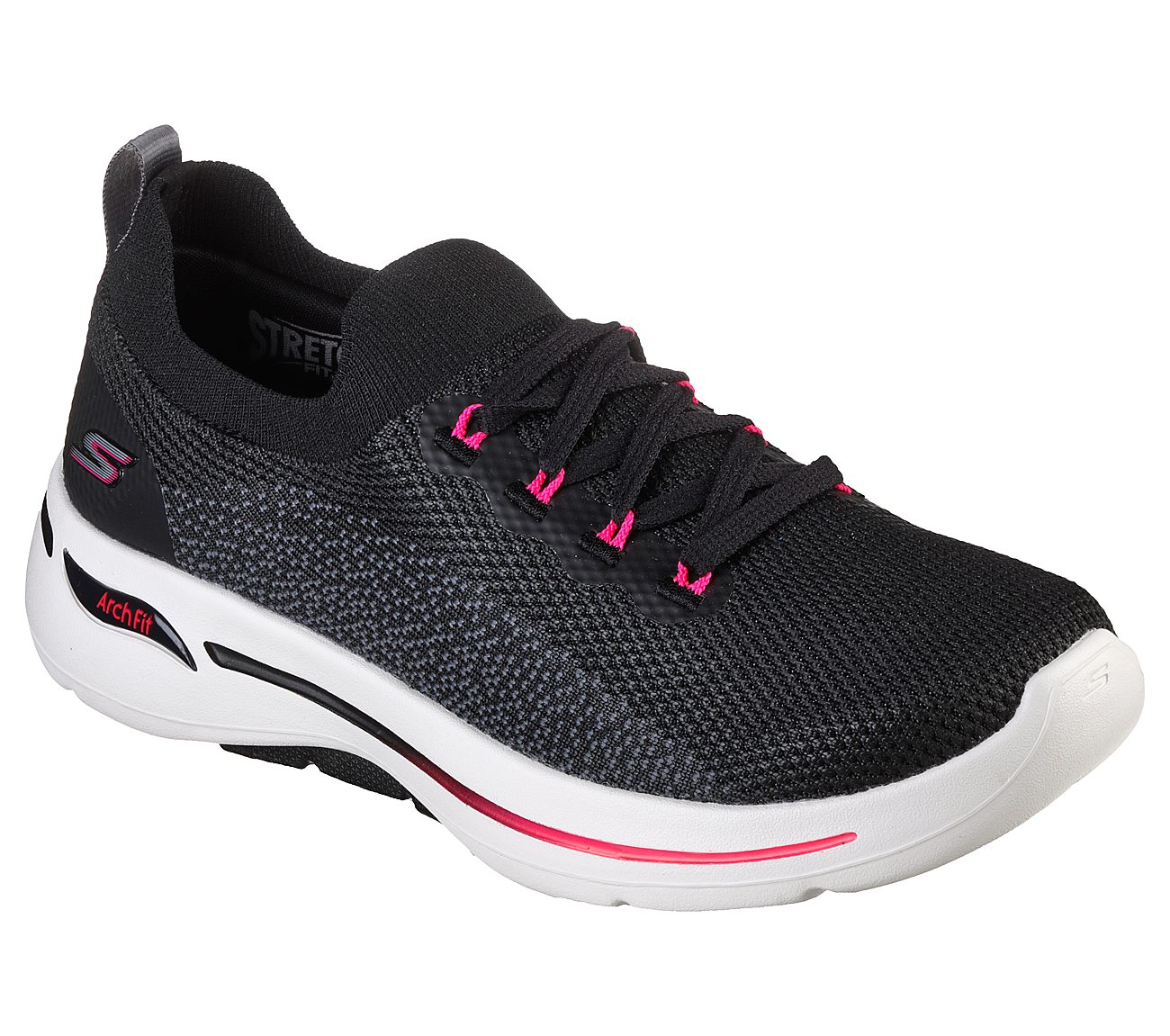 Skechers Black/White Go Walk Arch Fit Clancy Womens Walking Shoes ...
