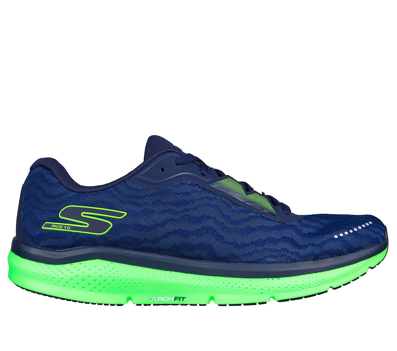 Skechers Navy/Lemon Go Run Ride 10 Running Shoes For Men - Style ID ...