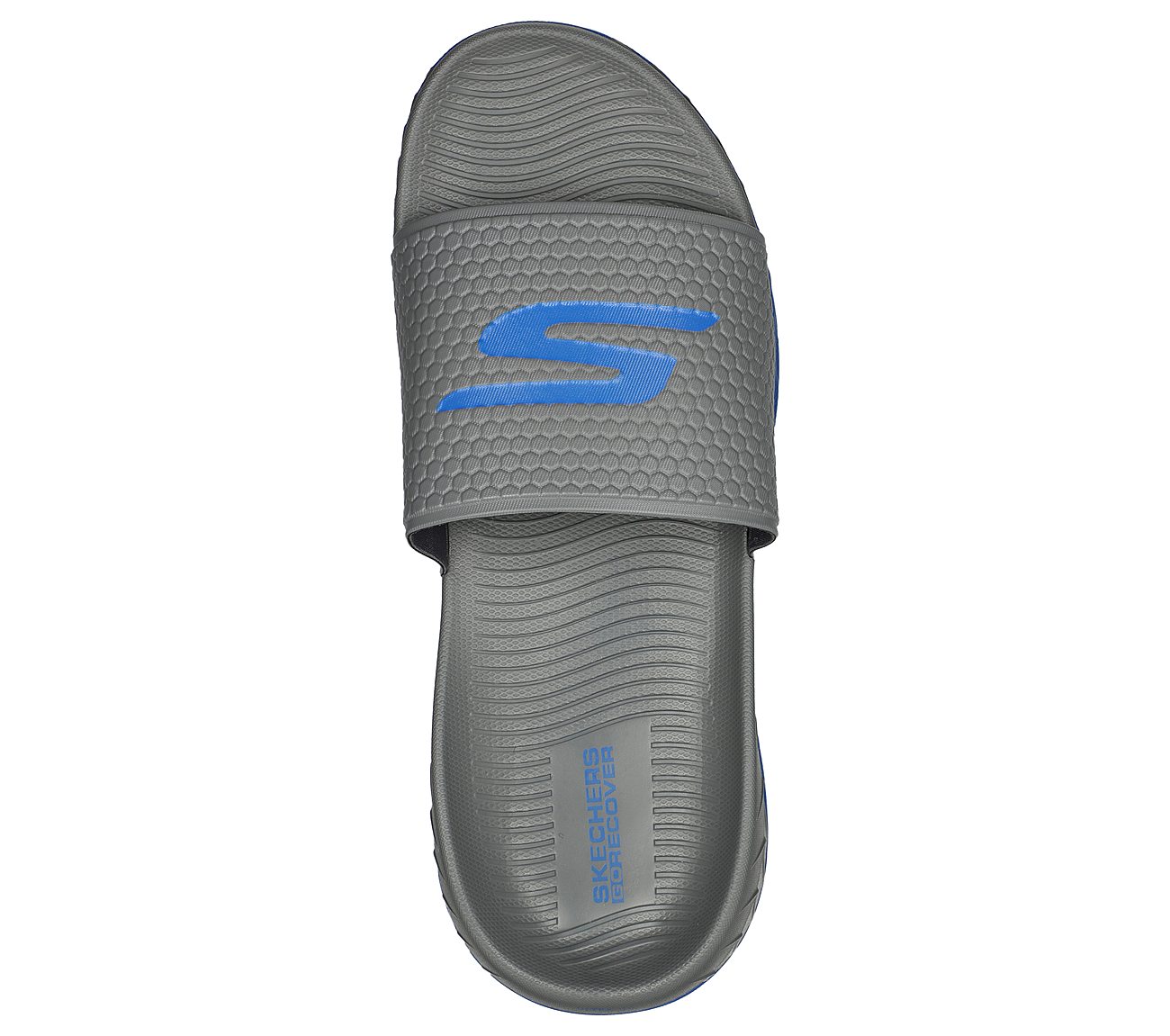 Skechers Charcoal/Blue Go Recover Sandal Mens Walking Sandal - Style ID ...