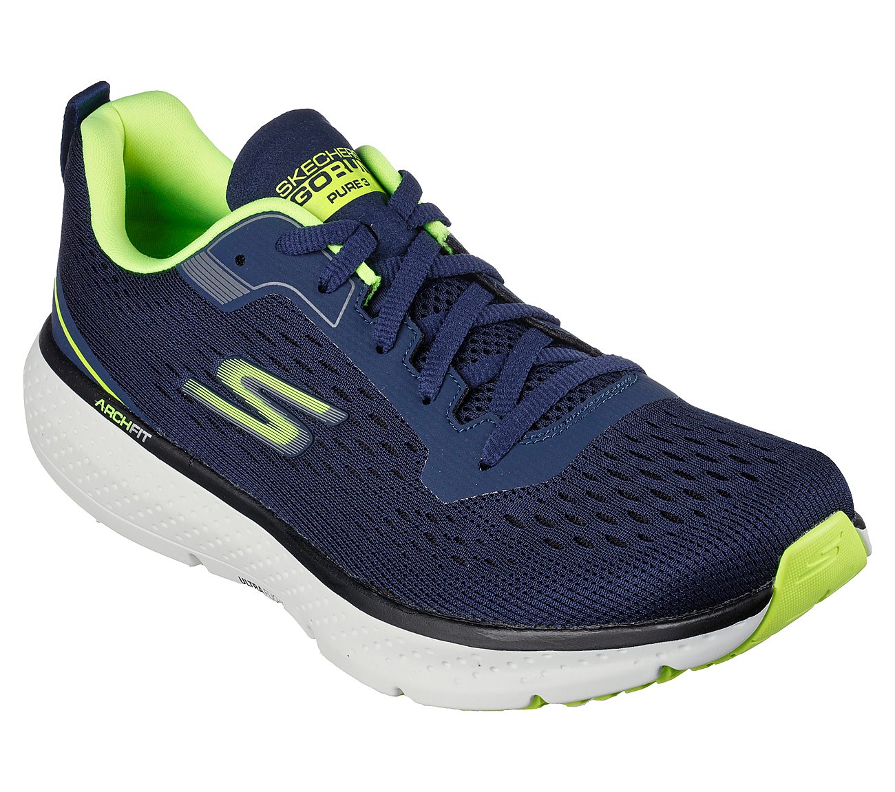 Skechers Navy/Yellow Go Run Pure 3 Running Shoes For Men - Style ID ...